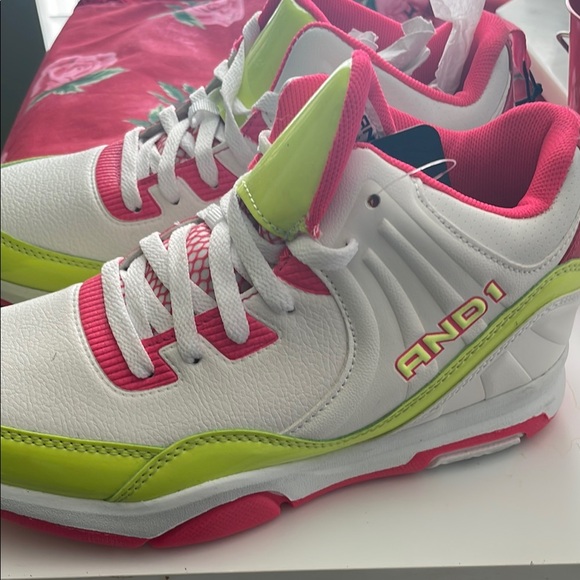 And1 | Shoes | And White And Pink Sneakers With Lime Accents | Poshmark